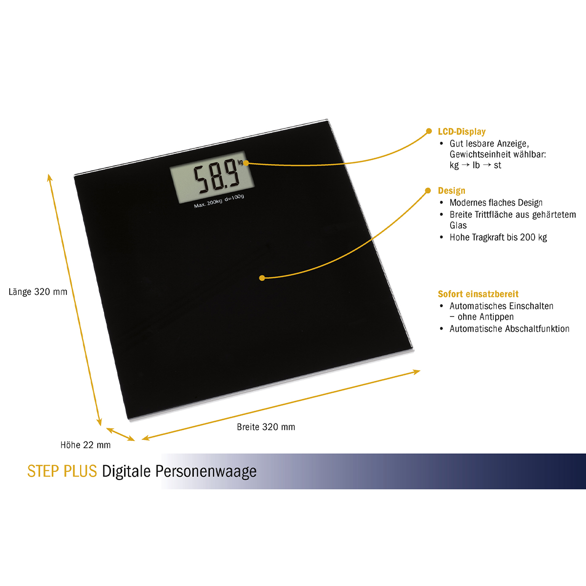 Digitale Personenwaage STEP PLUS | TFA Dostmann
