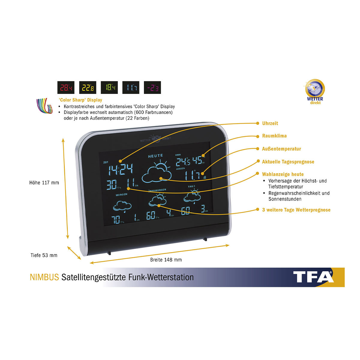 Profi-Wetterstation NIMBUS mit Color Sharp Display – TFA Dostmann