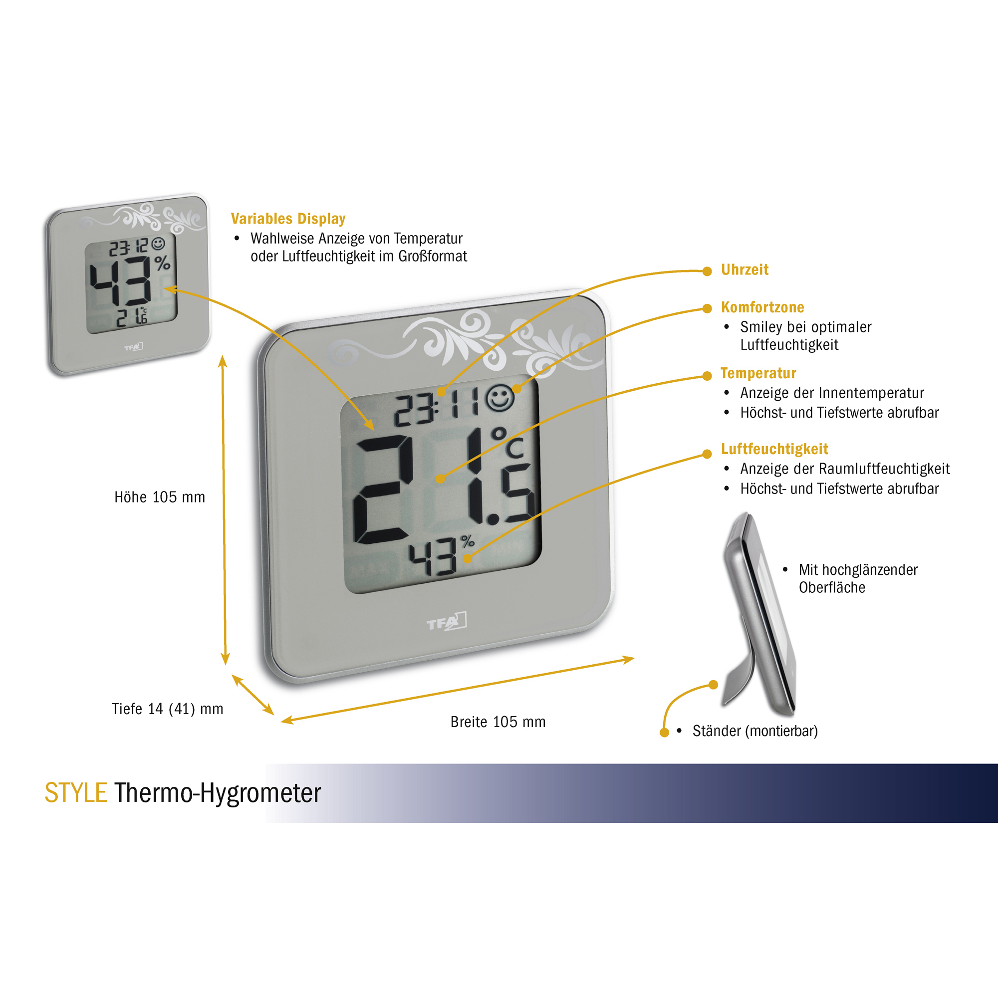 Digital thermo-hygrometer STYLE – TFA Dostmann
